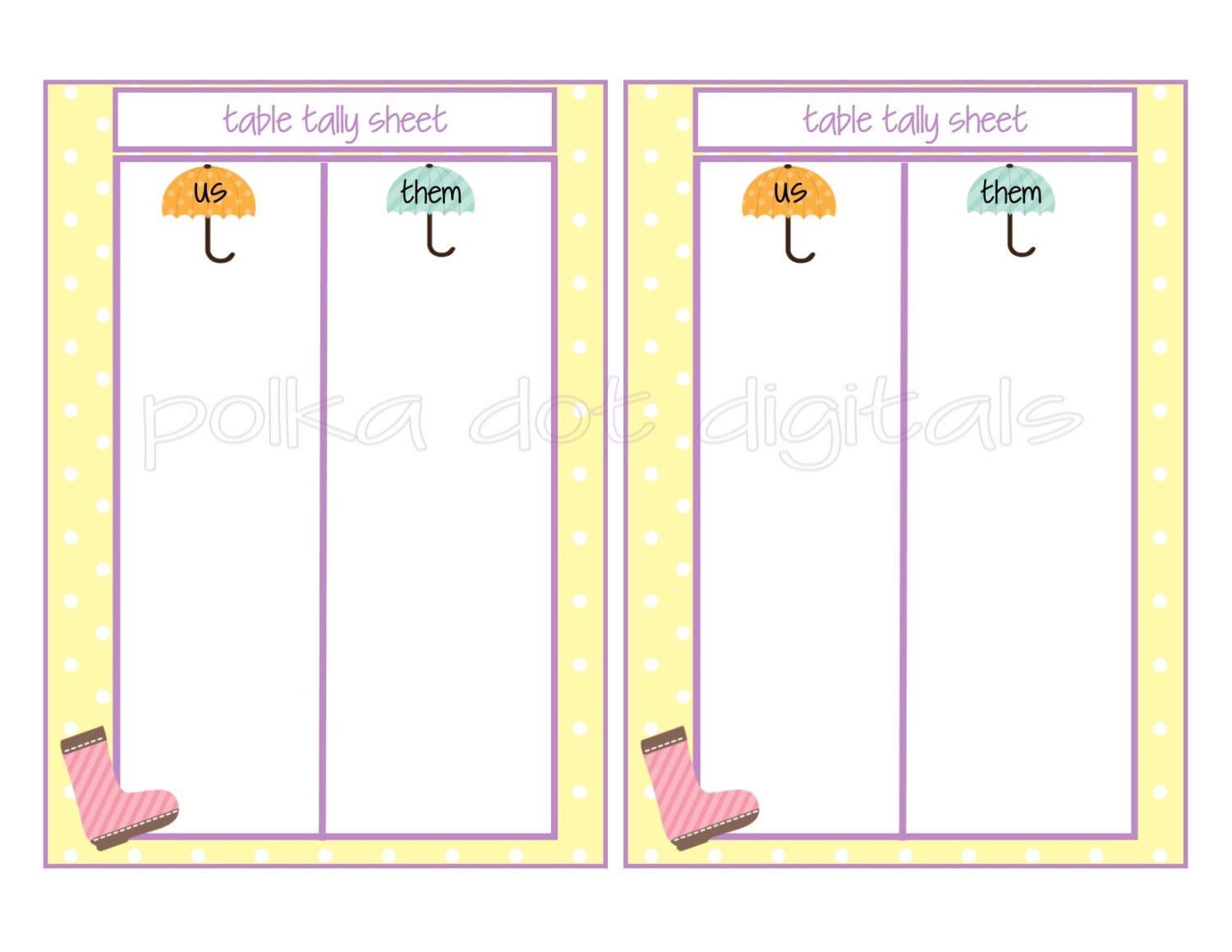 Buy 2 Get 1 Free SPRING Umbrella Rain Boots Bunco Score Card Sheet ...