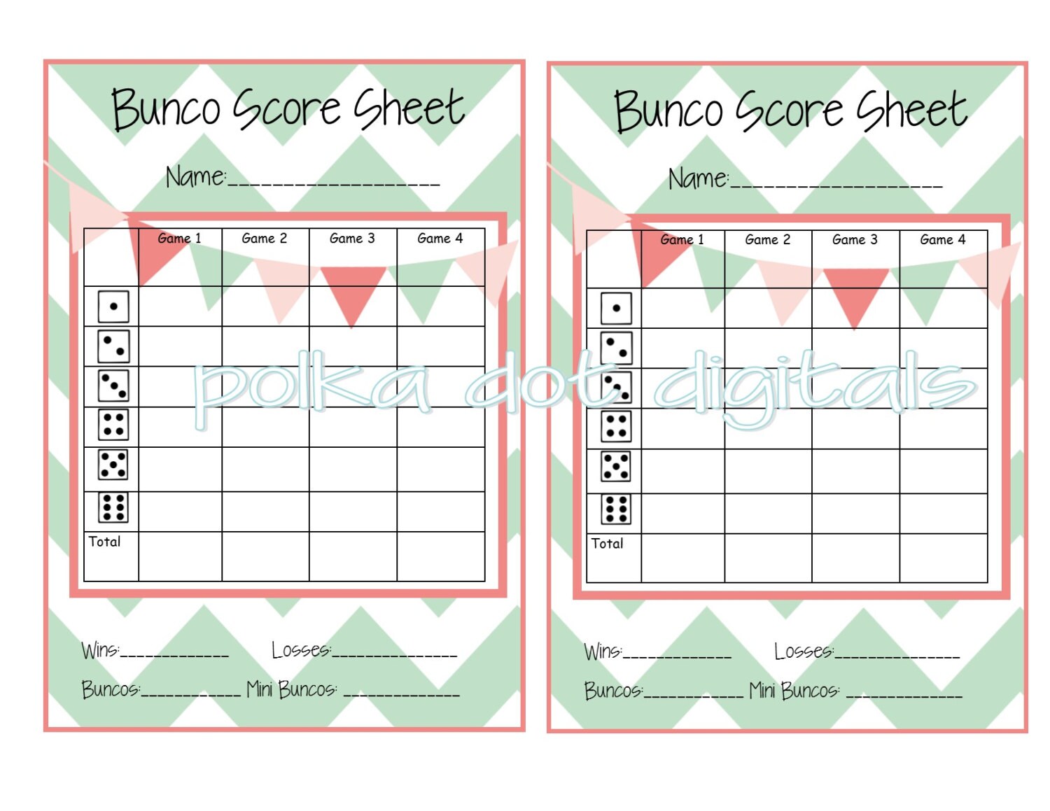 Buy 2 Get 1 Free CHEVRON BANNER Bunco Score Card Sheet With Matching ...
