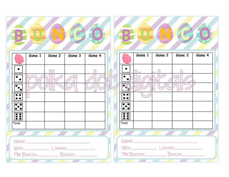 Buy 2 Get 1 Free EASTER EGG Complete Set Bunco Score Card Sheet With ...