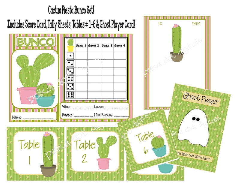 Buy 2 Get 1 Free CACTUS FIESTA Cinco De Mayo Bunco Set Score Card Table ...