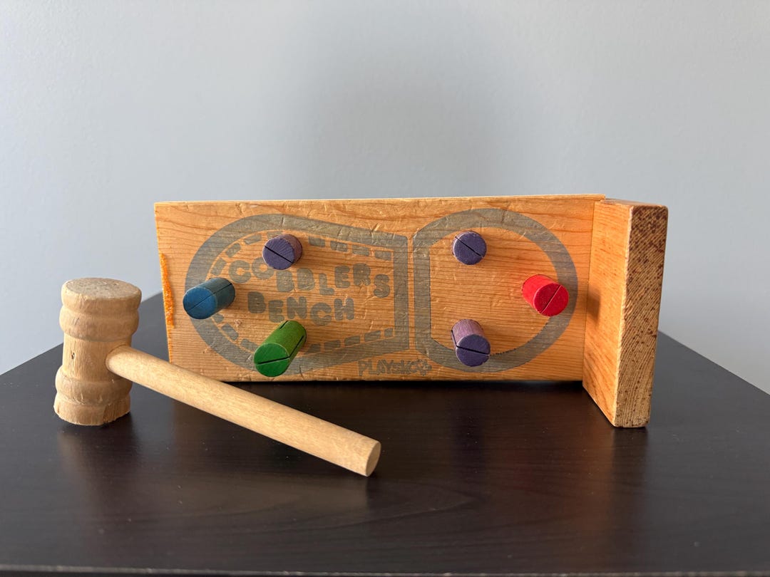 Vintage Playskool Wooden Cobblers Bench Toy W/6 Pegs All Original - Etsy