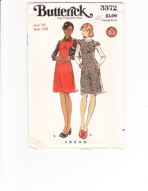 Butterick Pattern 3372 Vintage 1970's Jumper Dress | Etsy