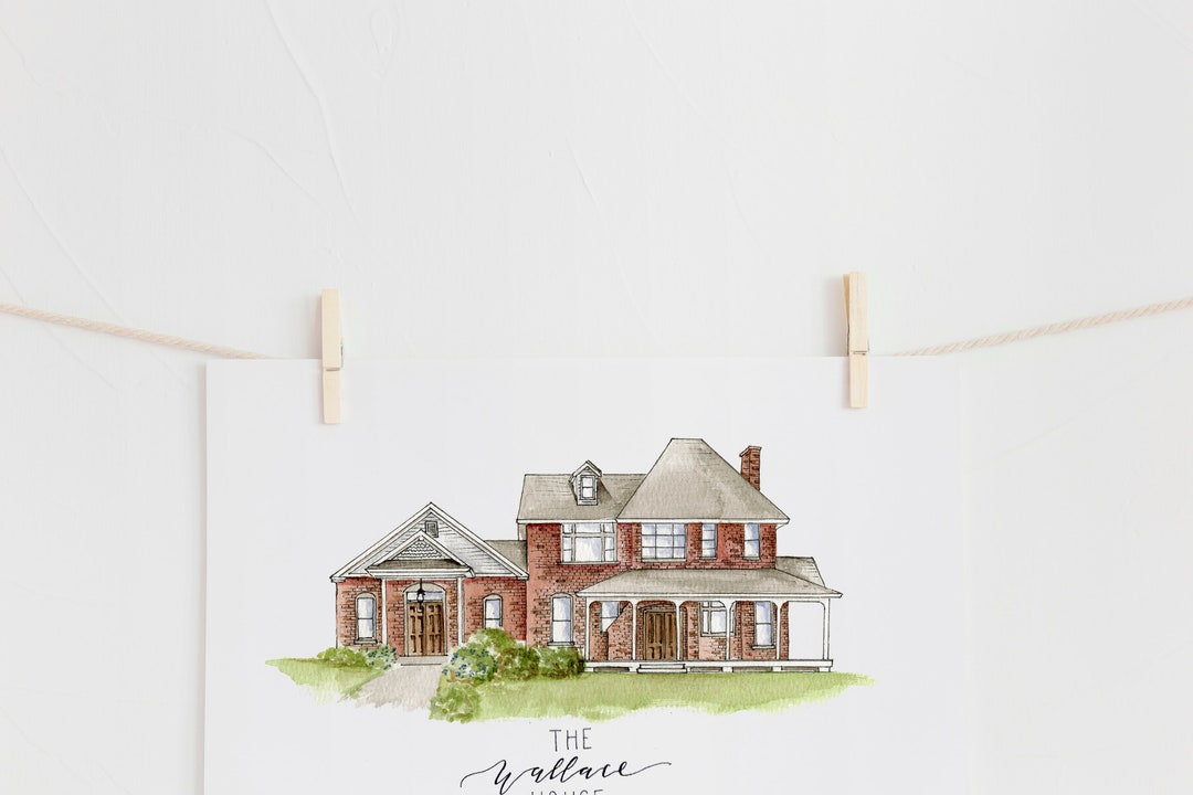 Custom Watercolor House Portrait Print, Personalized Home Portrait ...