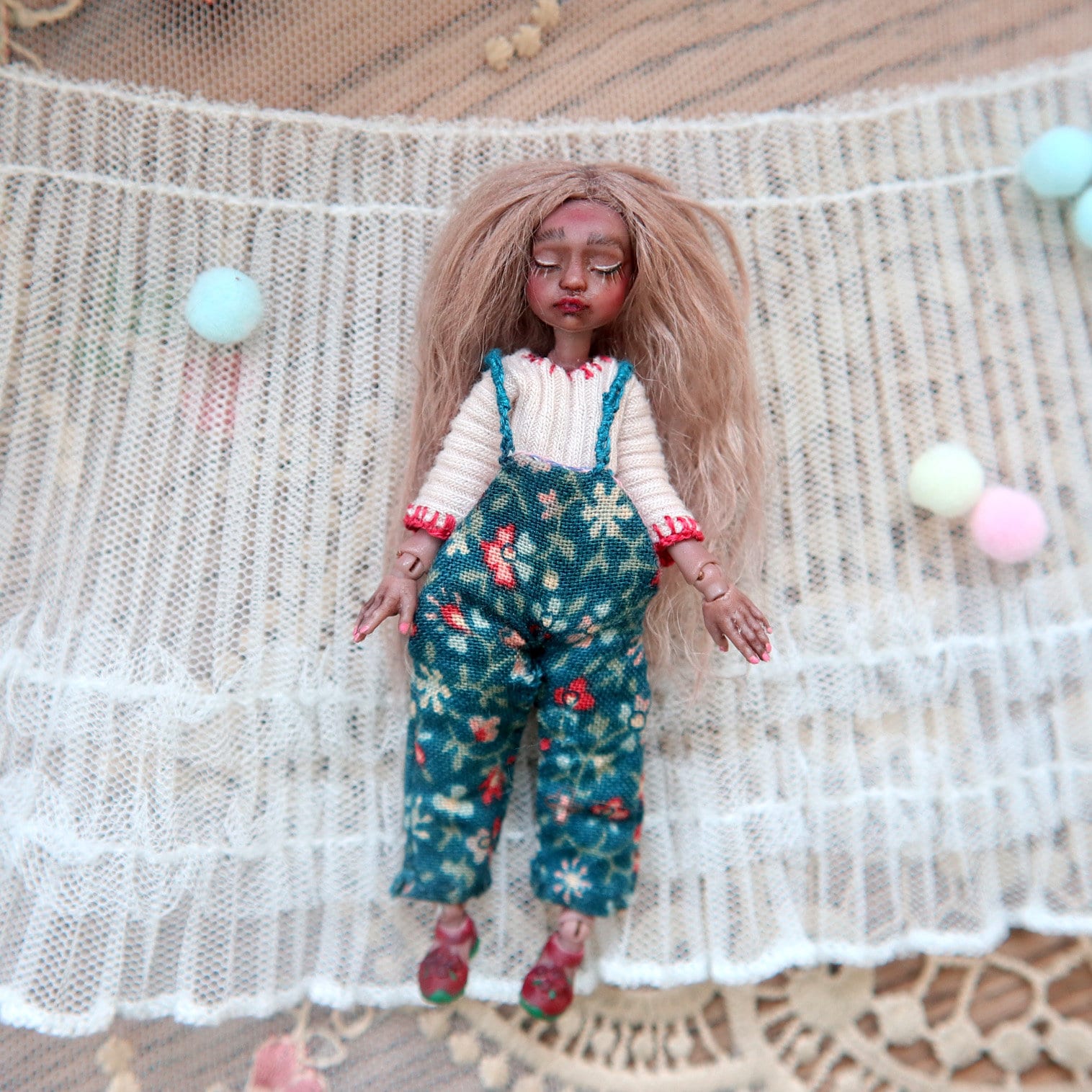 3d Printed BJD Doll Ooak Dark Skin One of a Kind Dollhouse Miniature 1/ ...