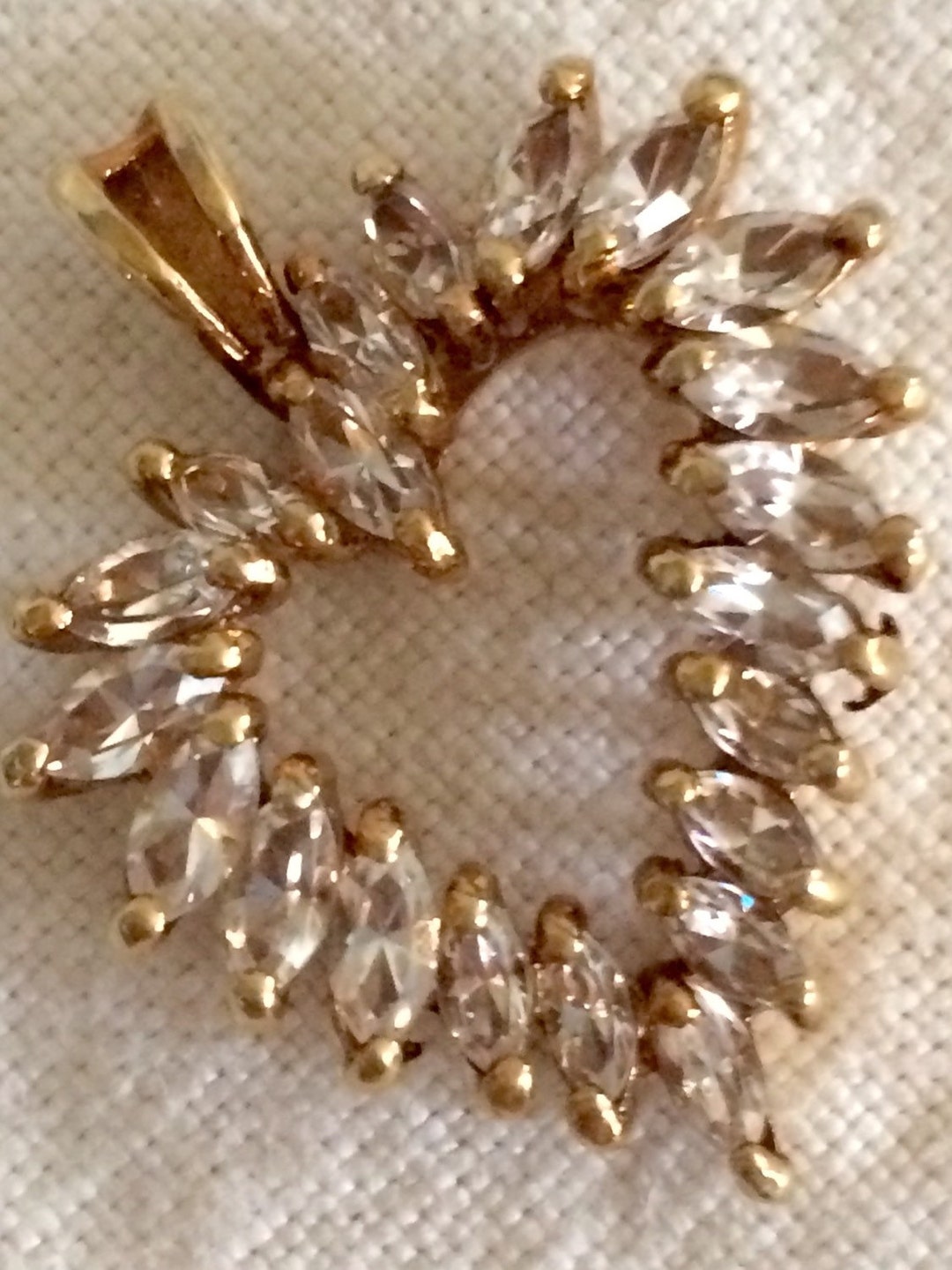 Swarovski Crystal Heart Pendant Valentines Gift Gold Vermeil Marquis ...