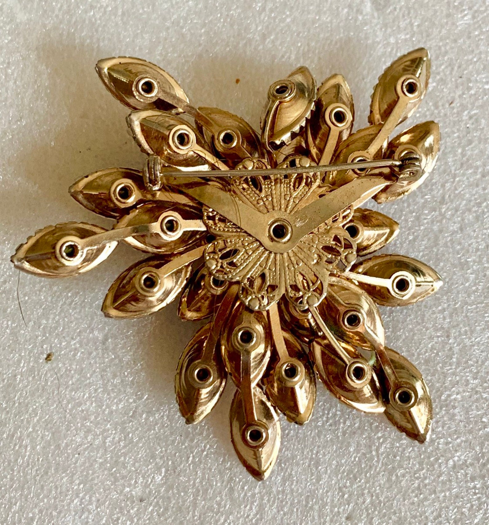 Sale Vintage Rhinestone Brooch Amber Stones With AB Center Stone ...