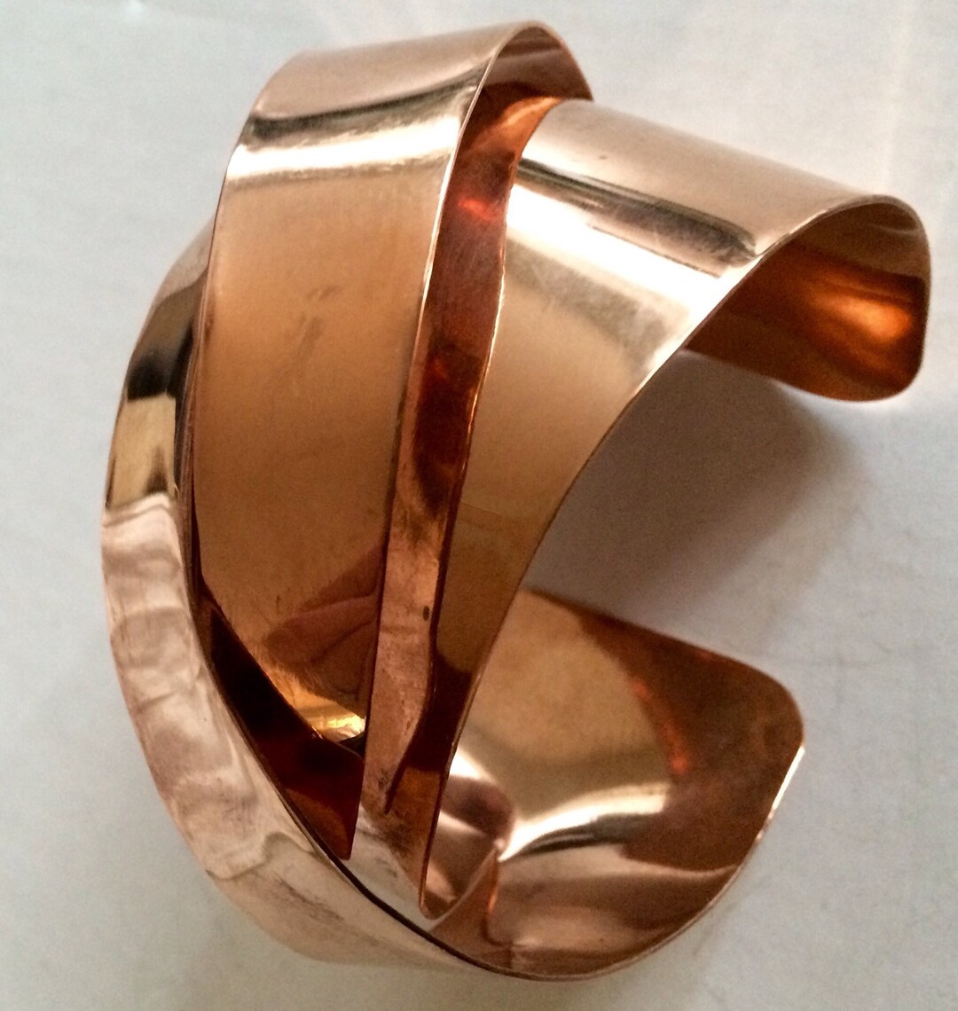 Copper Bracelet Modern Artisan Crafted Sculptural Unique Design, Bold ...