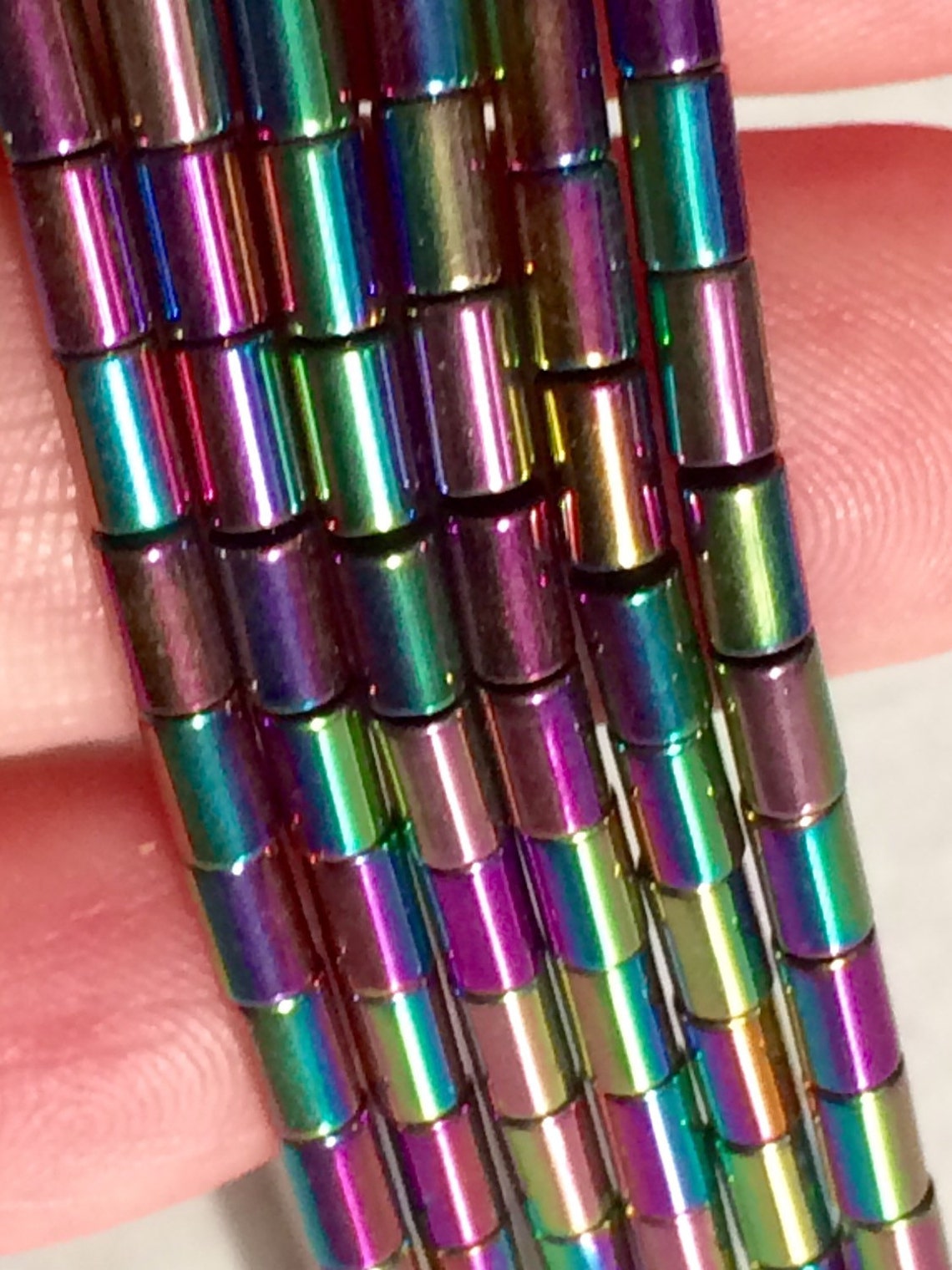 Rainbow Titanium Tube Beads Full 16" Strand 3x6mm - Etsy