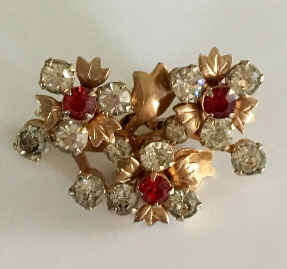 Victorian/Edwardian scatter pin brooch red rhinestone… - Gem