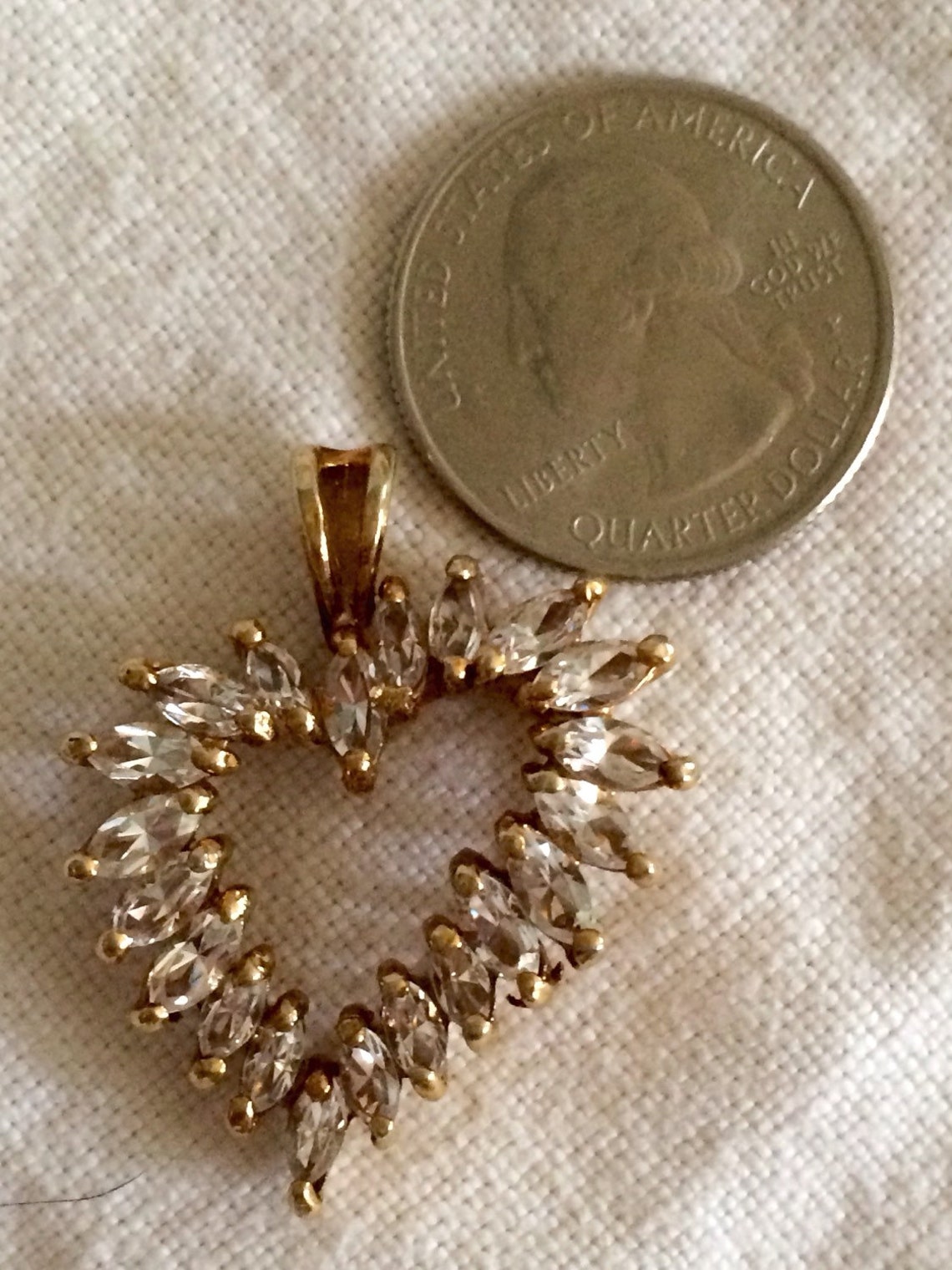 Swarovski Crystal Heart Pendant Valentines Gift Gold Vermeil Marquis ...