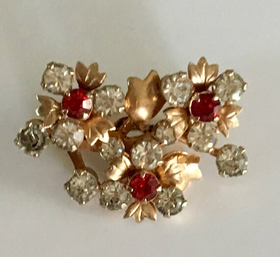 Victorian/Edwardian scatter pin brooch red rhinestone… - Gem