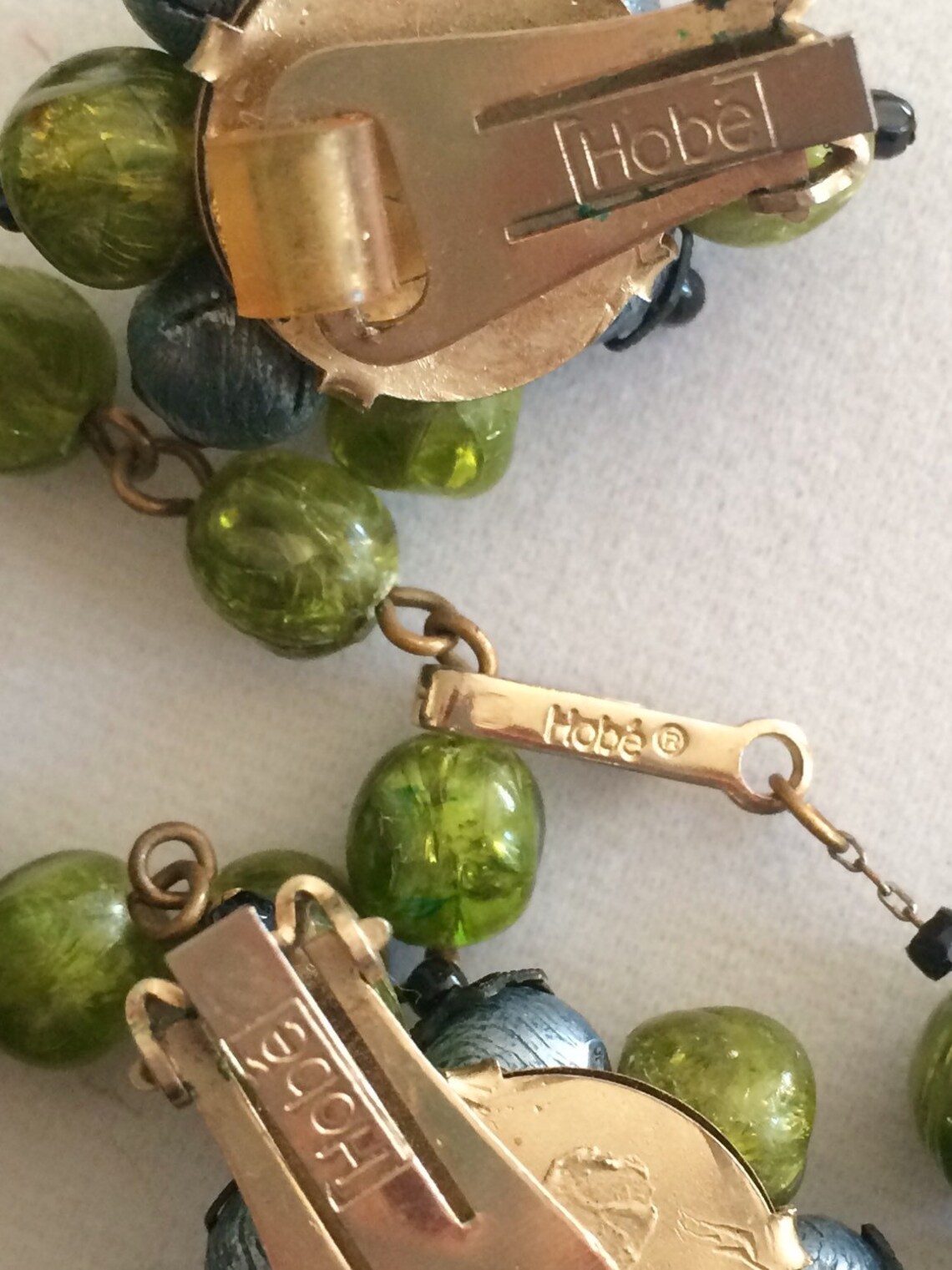 Vintage Hobe Set Necklace & Earrings Cascading Blue and Green - Etsy