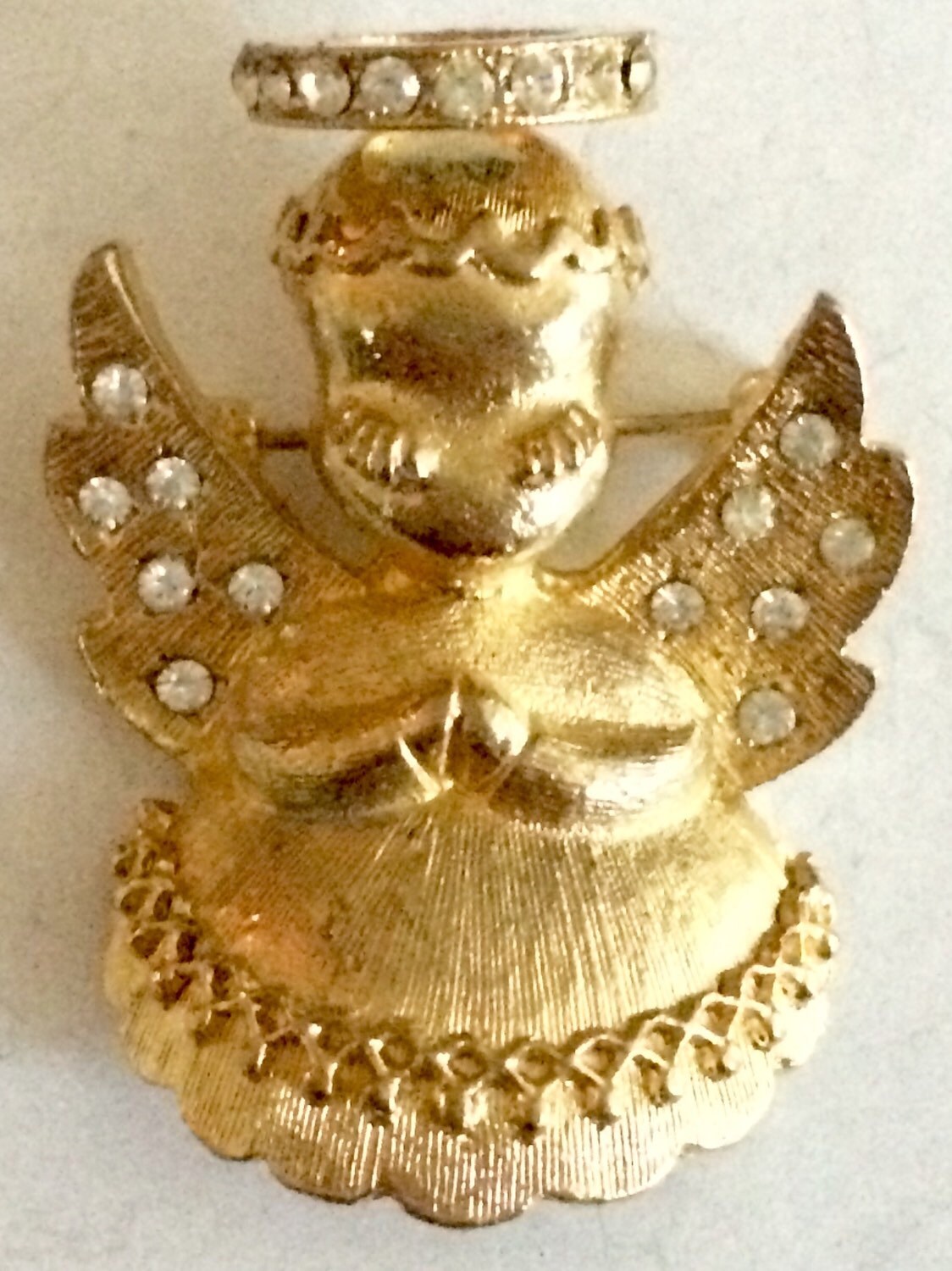 Vintage Angel Brooch Gold & Rhinestone by Dobbs - Etsy