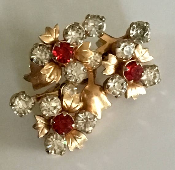 Victorian/Edwardian scatter pin brooch red rhinestone… - Gem