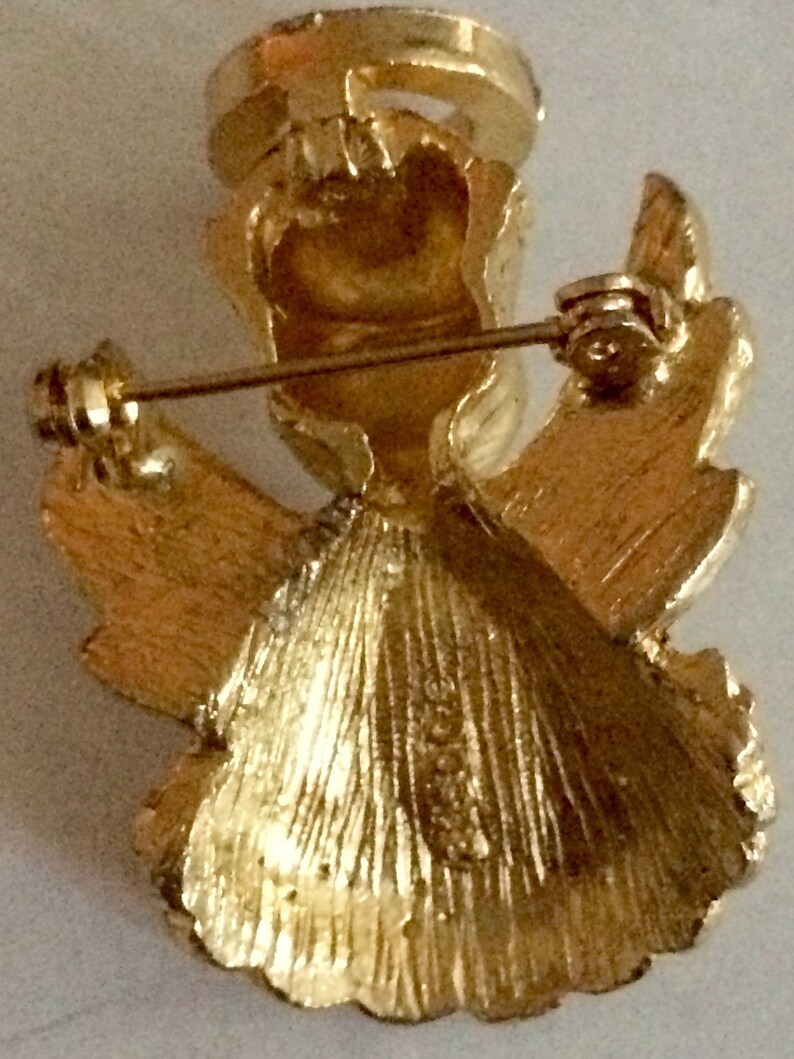 Vintage Angel Brooch Gold & Rhinestone by Dobbs - Etsy