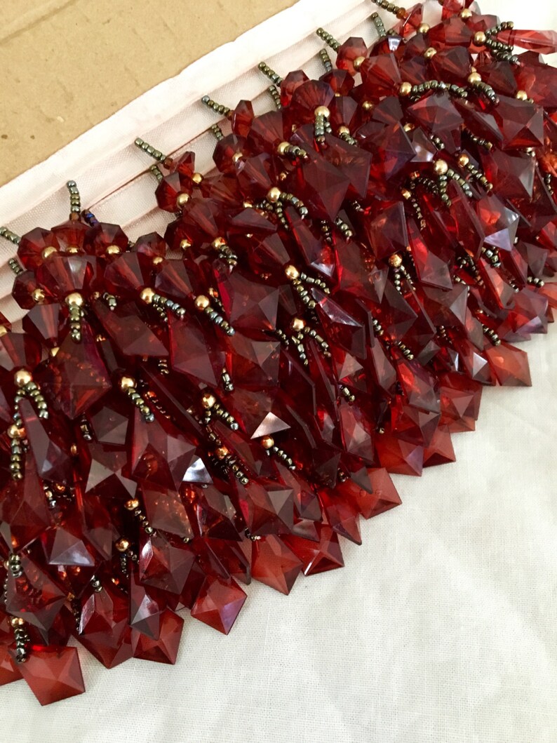 Vintage Red Bead Fringe for Curtains Table Cloth Evening - Etsy