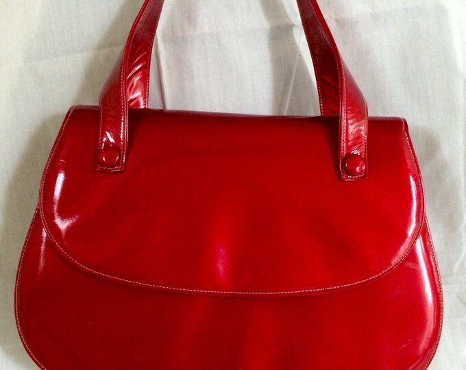 Vintage 40s Red Patent Handbag 1947 Excellent Condition - Etsy