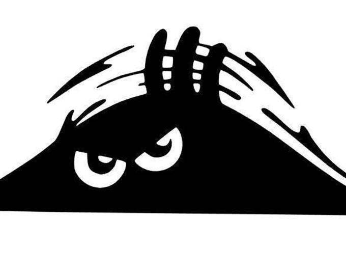 Peeping Peeking Monster Car Bumper Booter Vinyl Calcomanía Pegatina