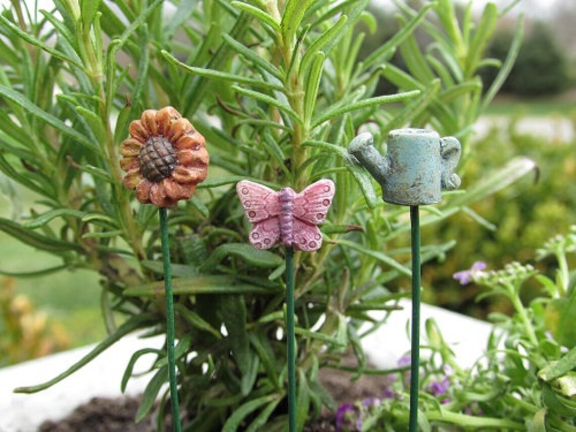 Set of Three Mini Garden Stake for Miniature Garden Butterfly - Etsy