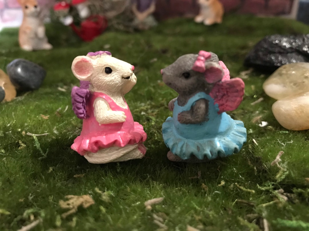 Sweet Pair of Tiny Ballerina Mice for Fairy Garden Miniature Garden ...