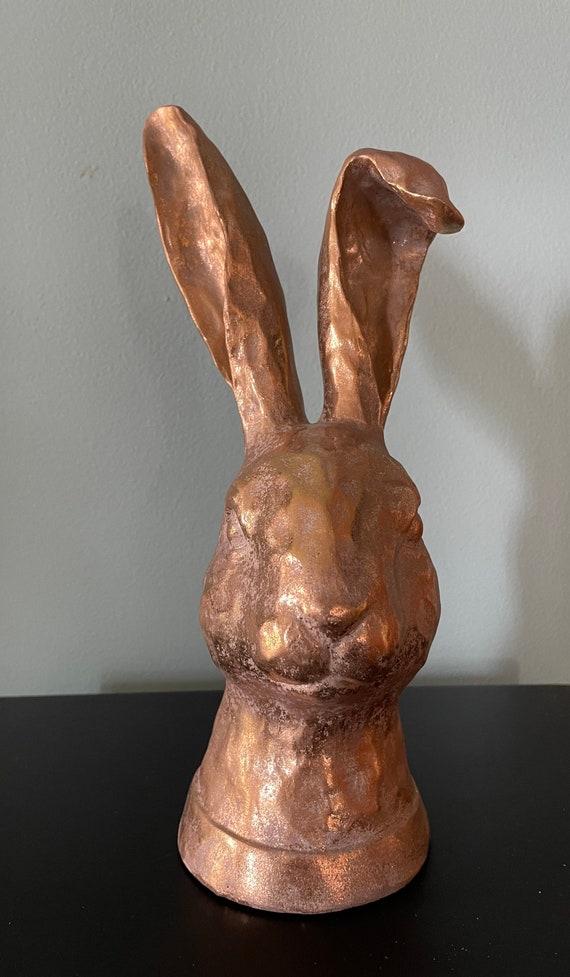 Distressed Gold Rabbit With Floppy Bow Tie Bunny Bust - Etsy