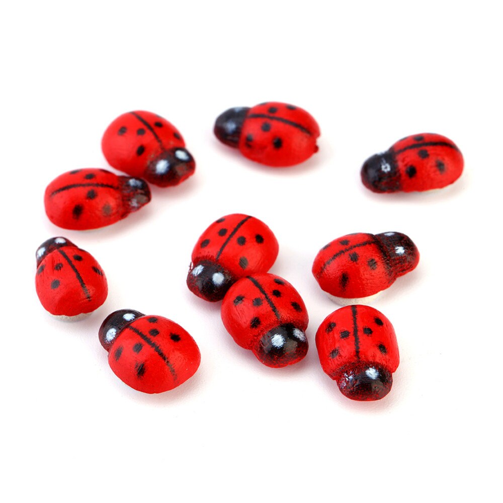 Self Adhesive Lady Bug Favors, 25-piece, Self Adhesive Lady Bug Wooden ...