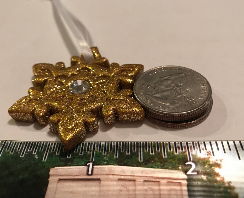 Set of 4 Gold Snowflake Glitter Snowflake Gift Decoration Mini - Etsy