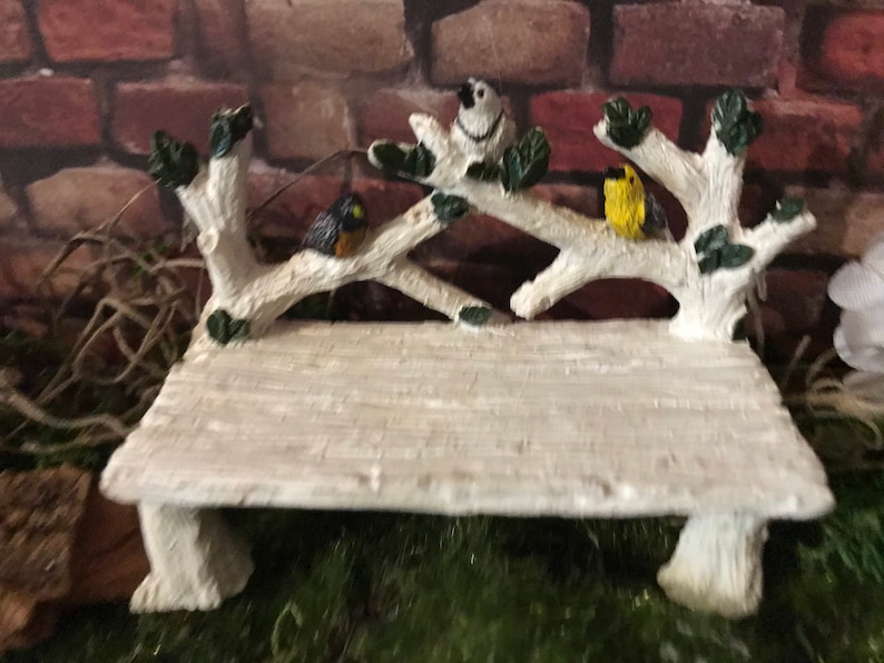 Miniature Fairy Bench Fairy Woodlook Bench With Sweet Birds - Etsy