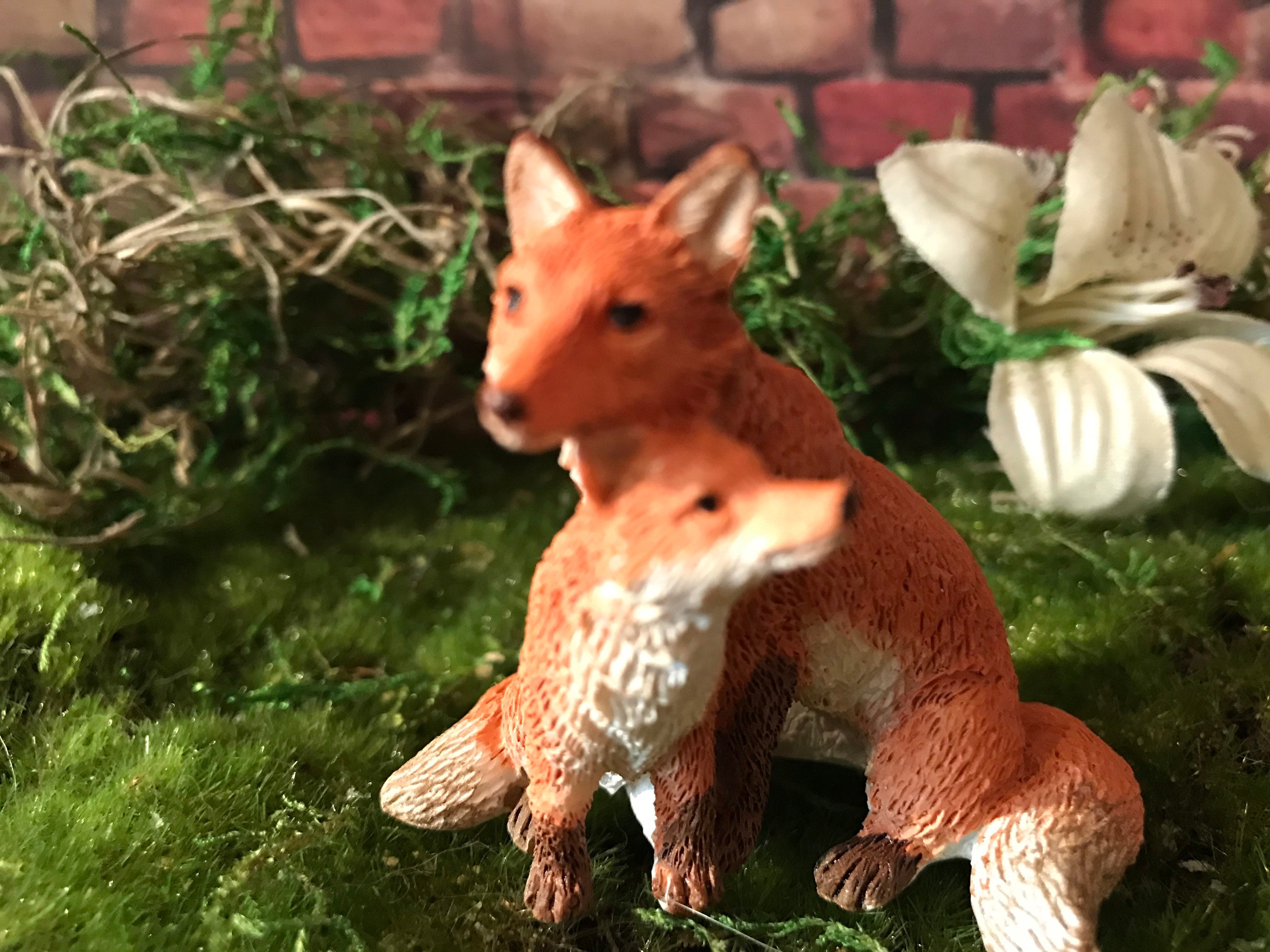 Sweet Fairy Garden Mama and Baby Red Fox Miniature Red Fox. | Etsy