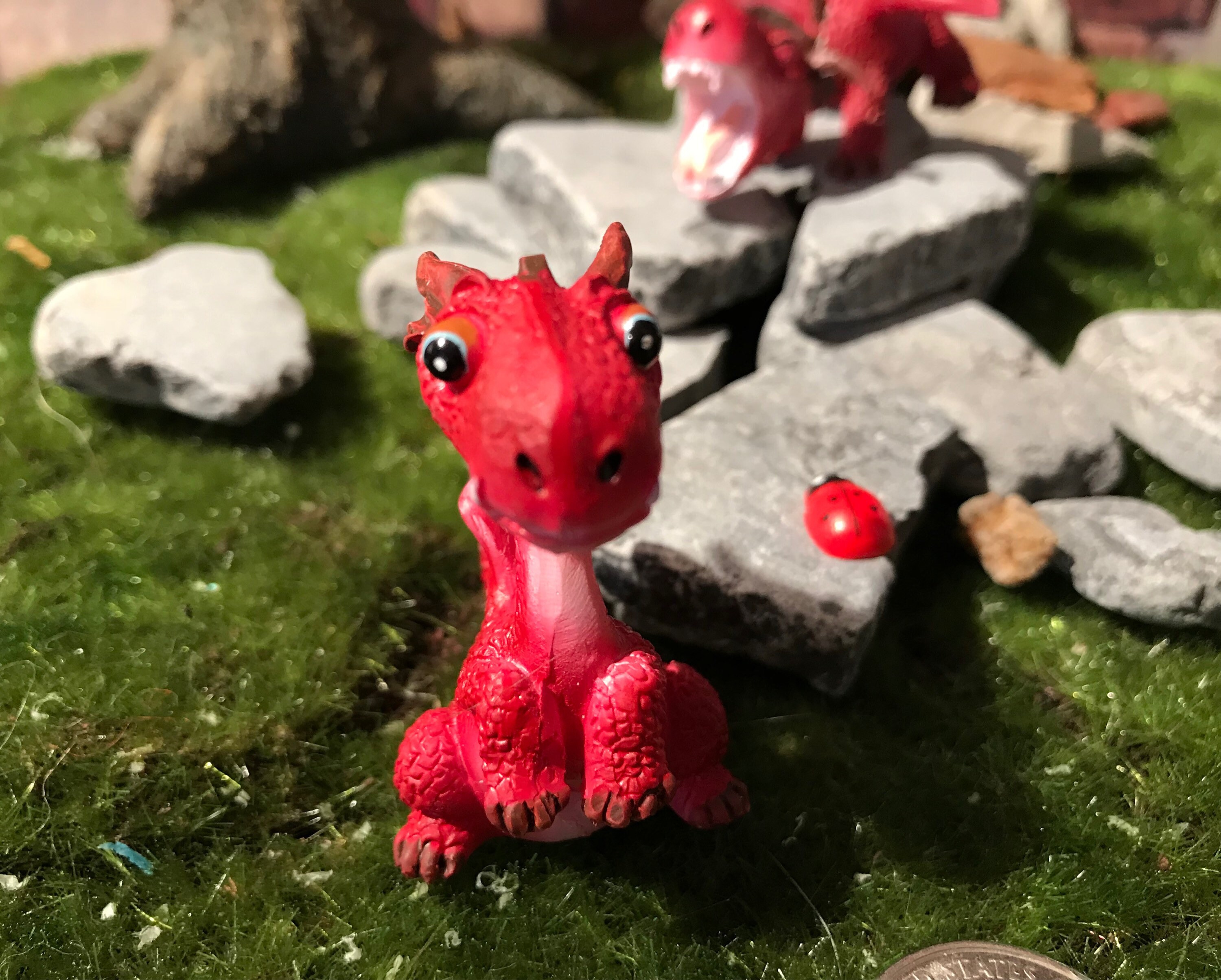 Adorable Miniature Red Dragon Full of Whimsy, Fairy Garden Supplies ...