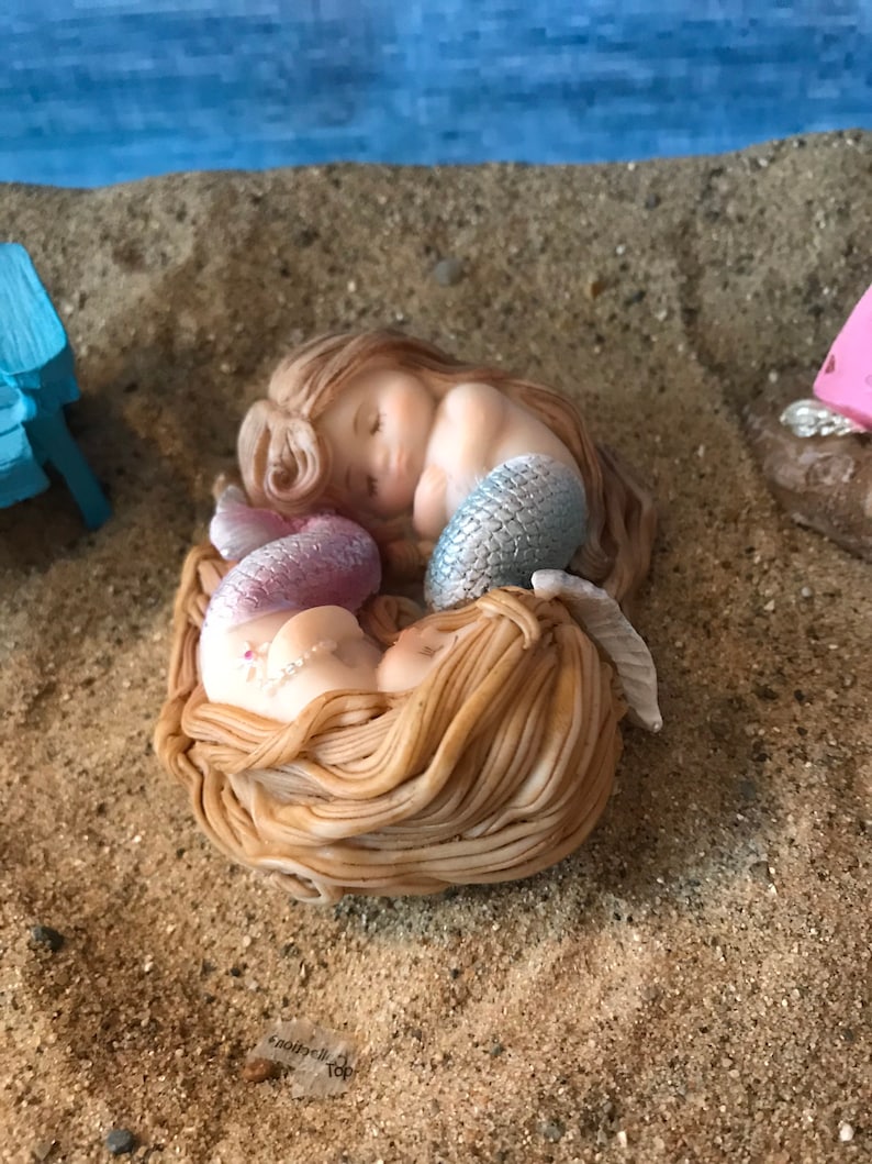 Beautiful Sleeping Mermaids Wrapped Sweetly in Sleep Miniature Coastal ...