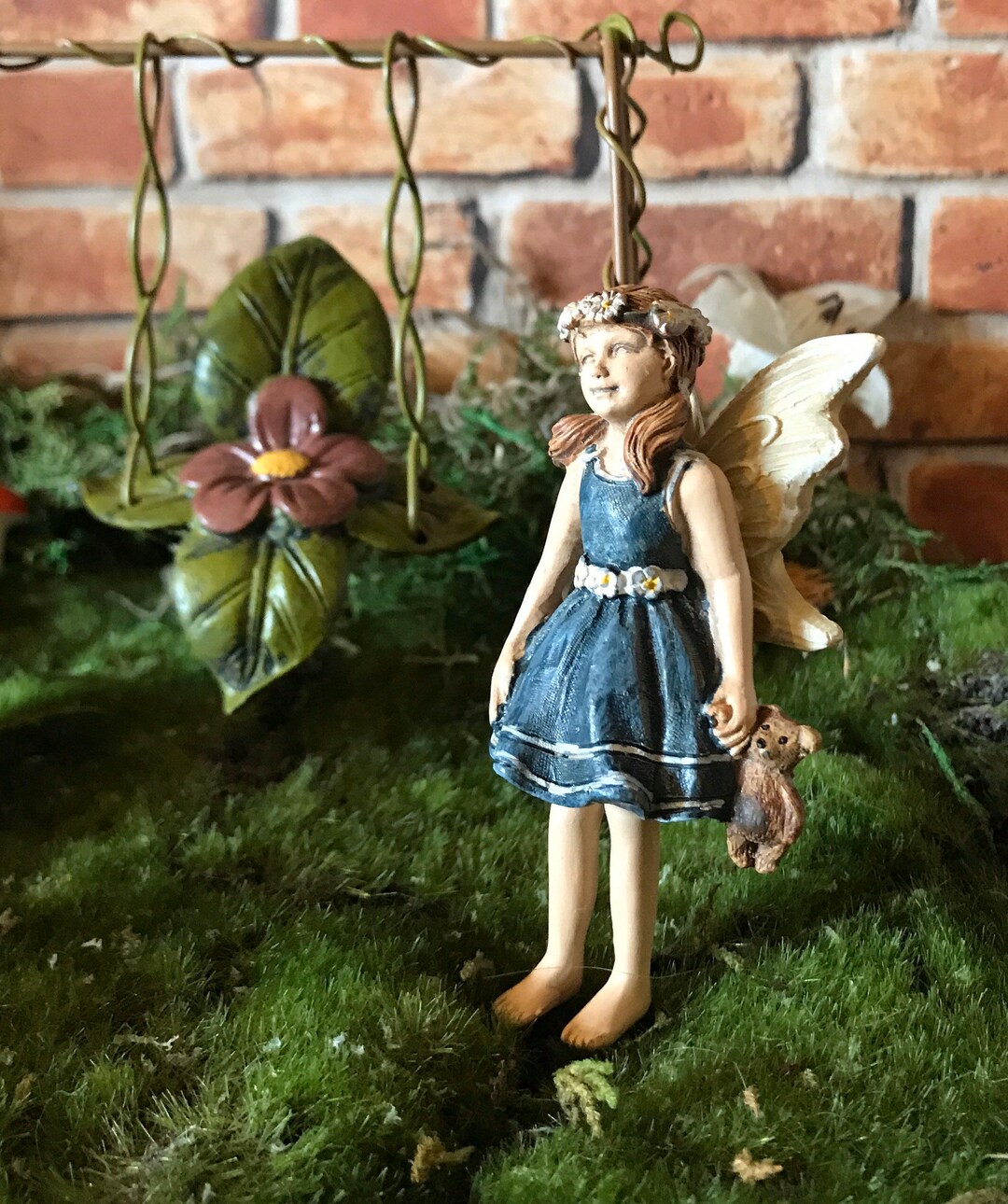 Sweet Fairy Girl With Teddy Bear Toy, Youthful Fairy, Fairy Figurines ...