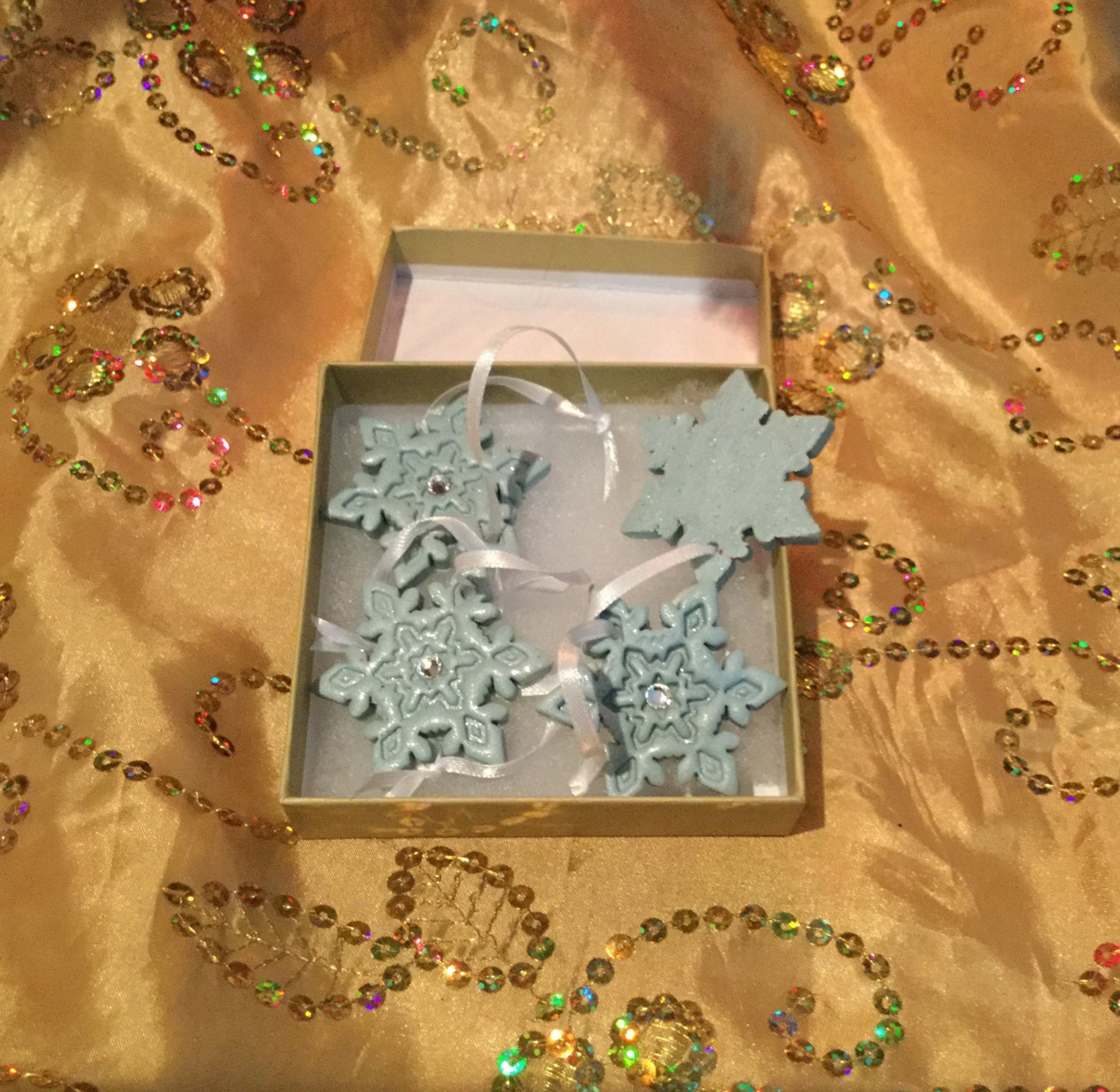 Set of 4 Blue Snowflake Cute Glitter Snowflake Gift Decoration - Etsy