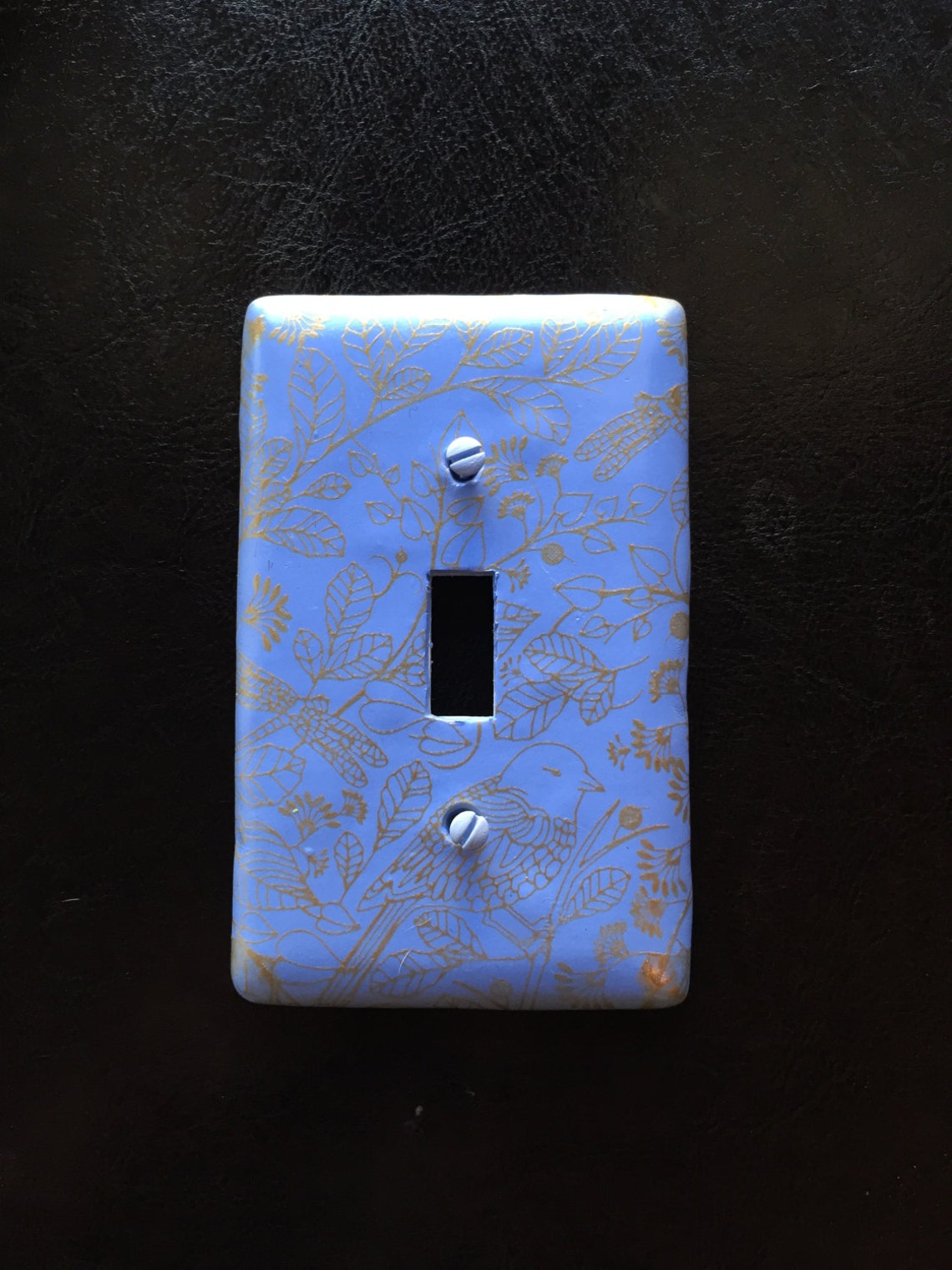 Elegant light blue and gold light switch plate cover birds | Etsy