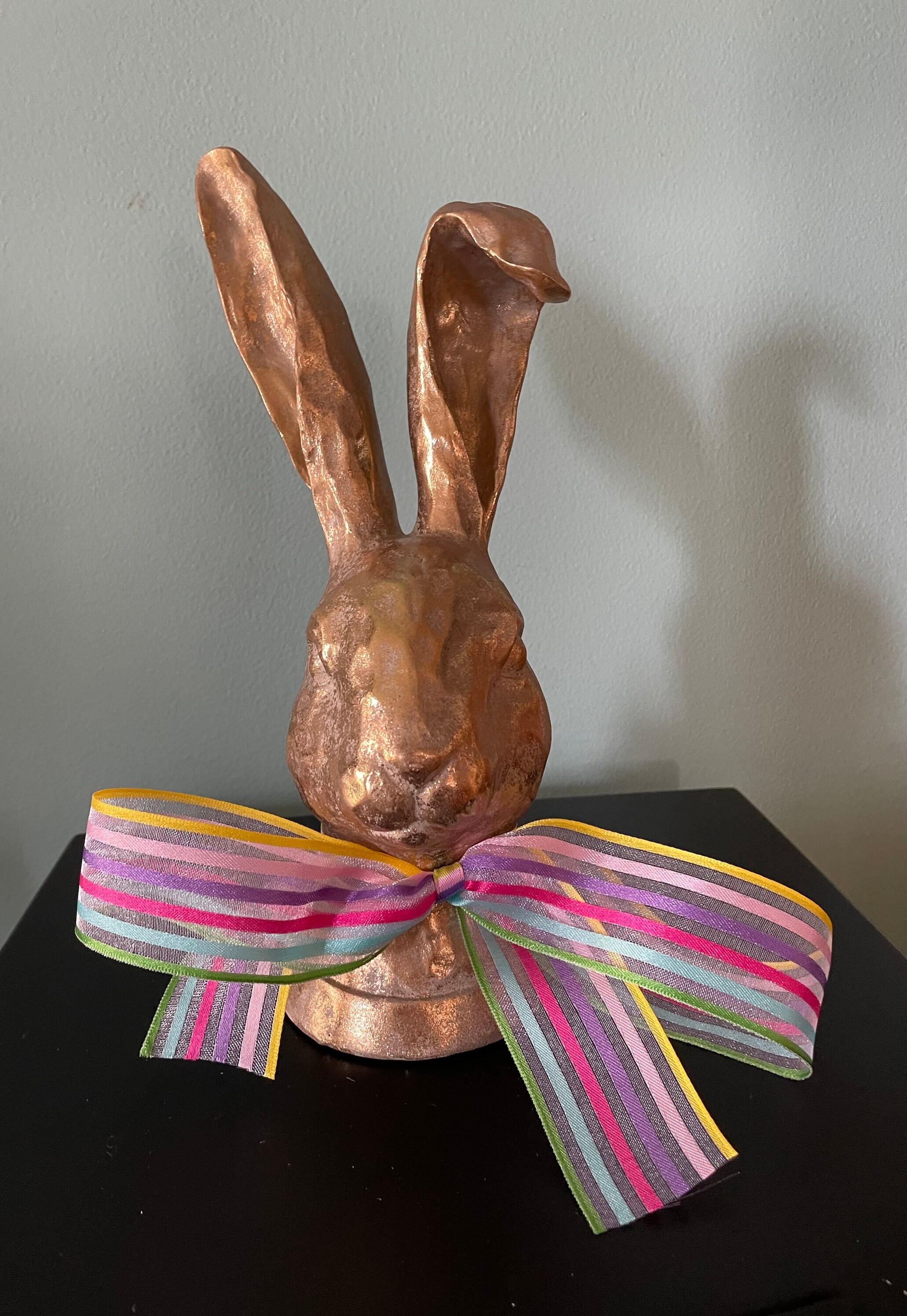 Distressed Gold Rabbit With Floppy Bow Tie Bunny Bust - Etsy