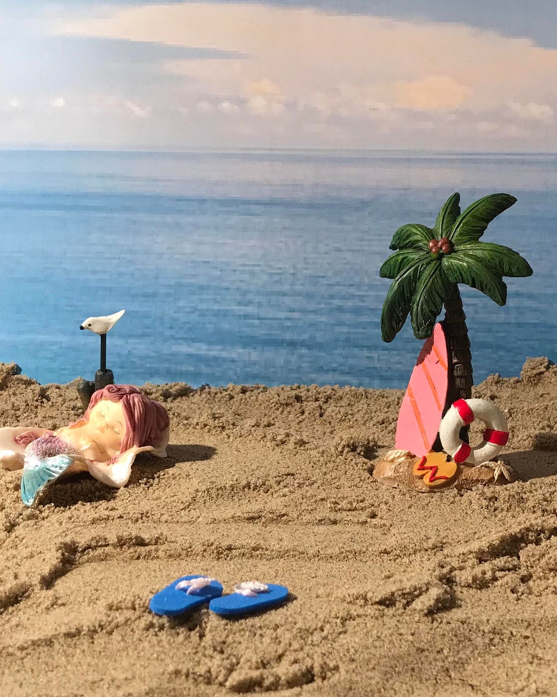 Fairy Garden Mermaid, Mini Beach Scene, Miniature Beach Fence With Flip ...