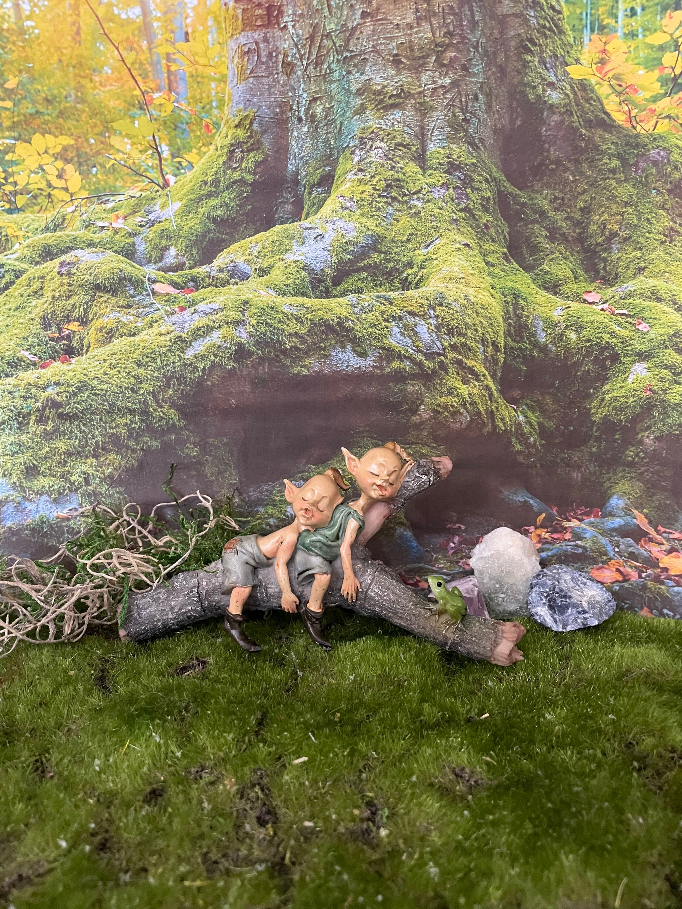 Pixie Lovers Garden Pixies Sleeping on a Log With Frog | Etsy