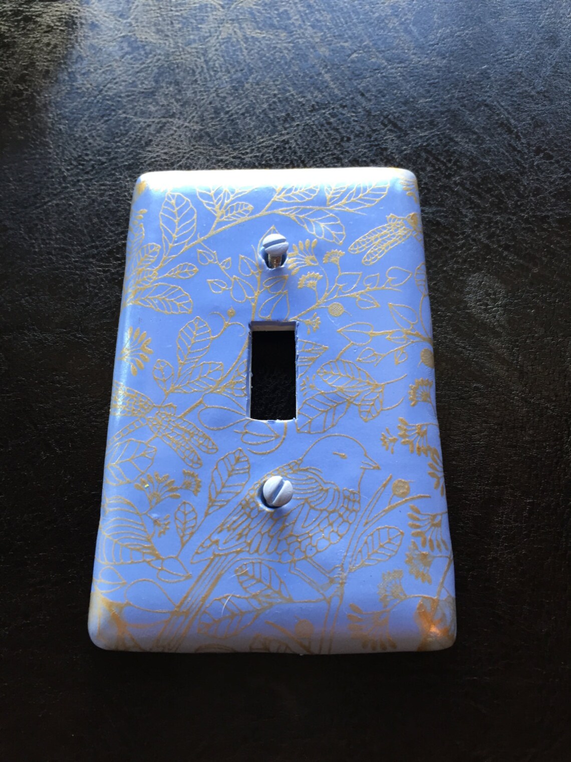 Elegant light blue and gold light switch plate cover birds | Etsy