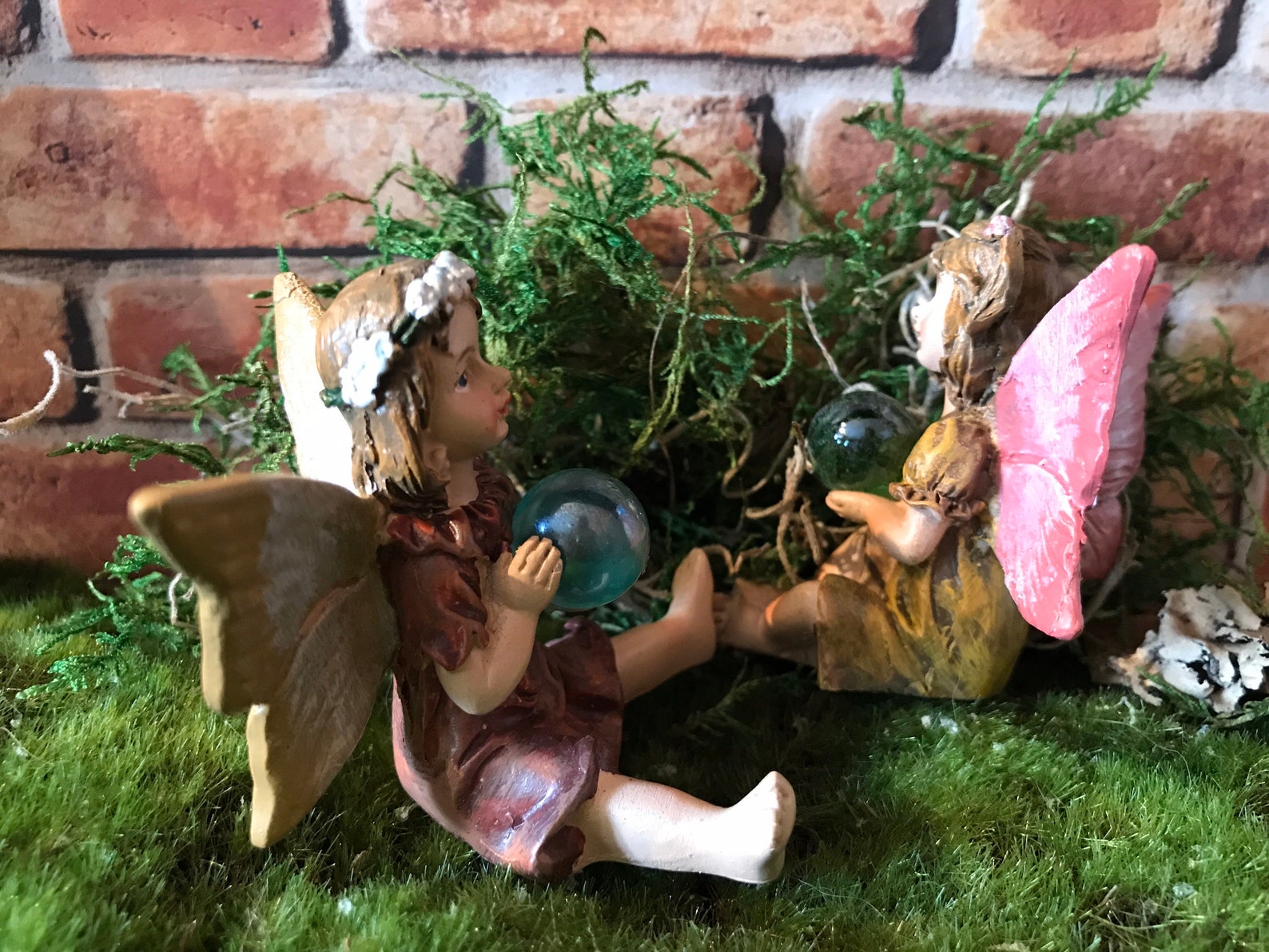 Miniature Fairy Garden Fairy Holding Gazing Ball Adorable Fairy Girls ...