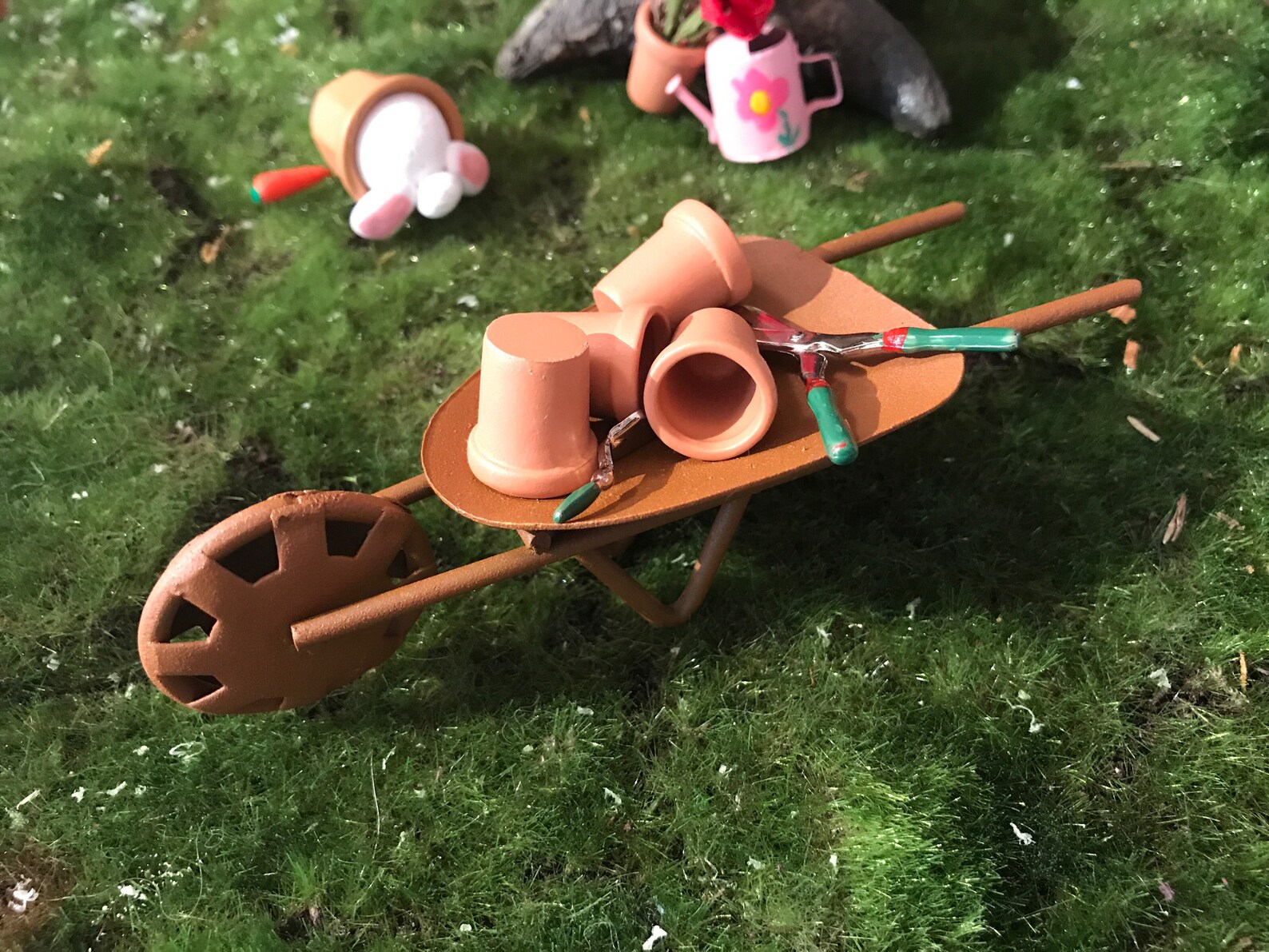 Miniature Wheelbarrow, Fairy Garden Accessories, Miniature Rusty ...