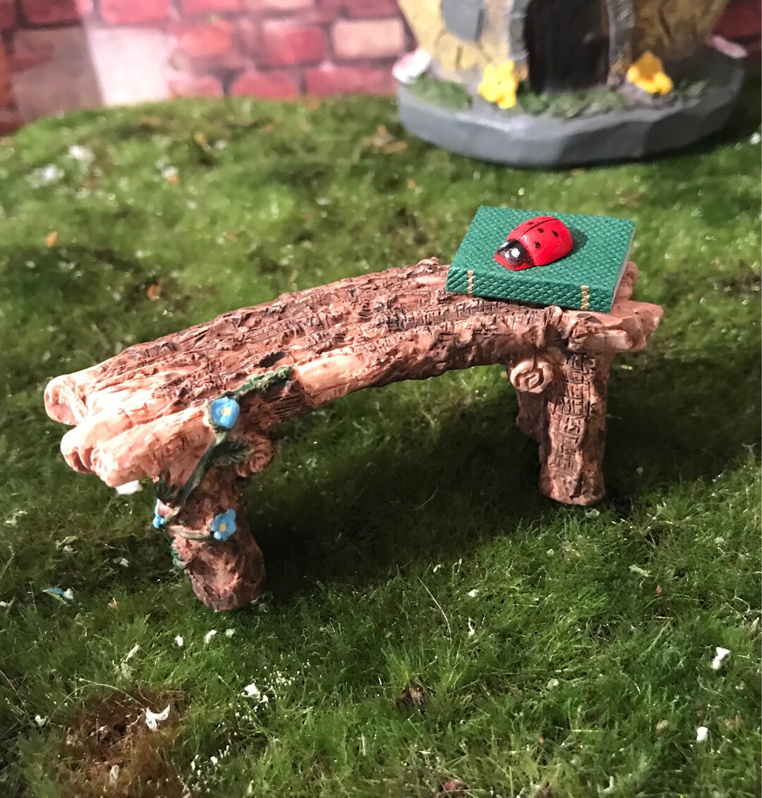 Cute Miniature Bench With Book and Ladybug. - Etsy