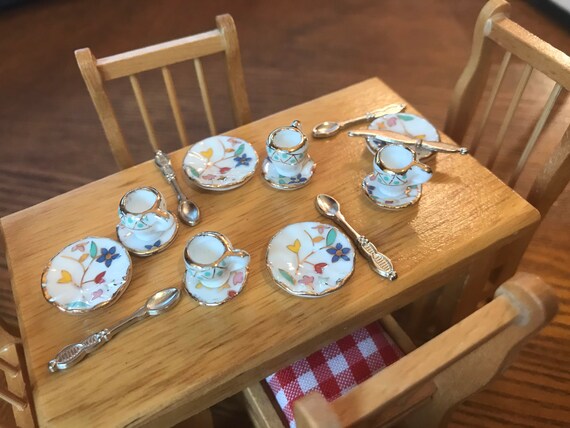 Dollhouse Miniatures Table Setting Ceramic 12 Pieces Fairy Tea - Etsy