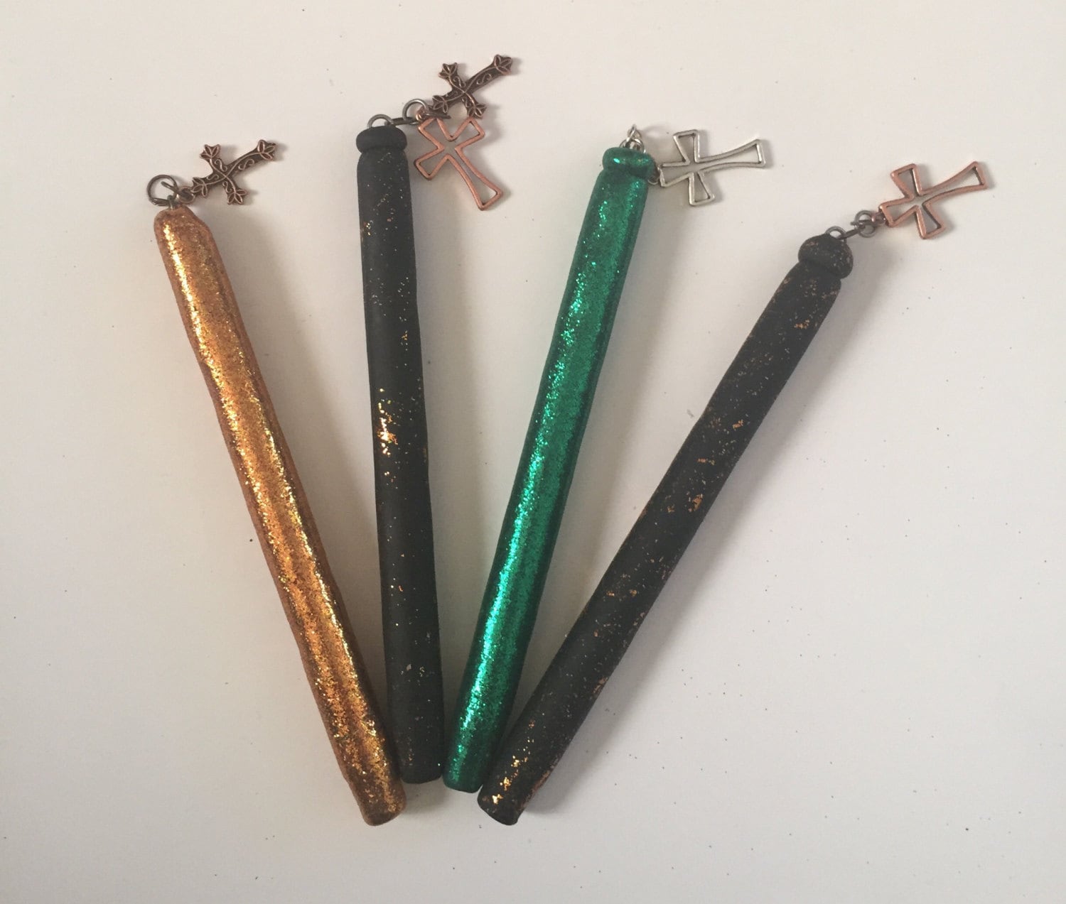 Colorful Sparkle Cross Refillable Hand Sculpted Polymer Clay Pens ...
