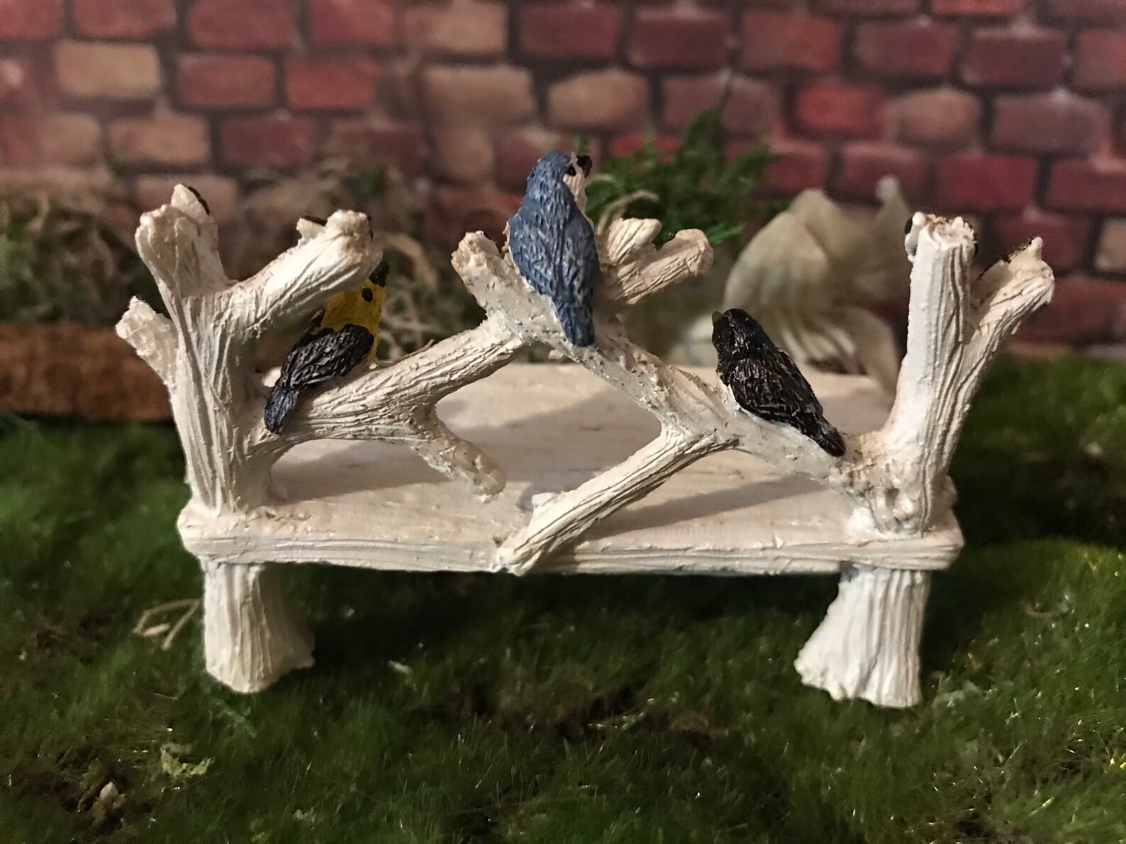 Miniature Fairy Bench Fairy Woodlook Bench With Sweet Birds - Etsy