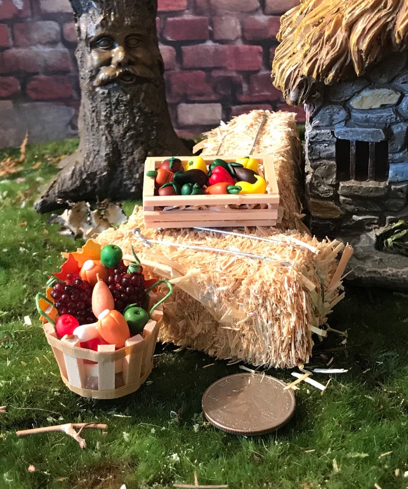 Miniature Fall Harvest Display Miniature Fairy Straw Bale | Etsy