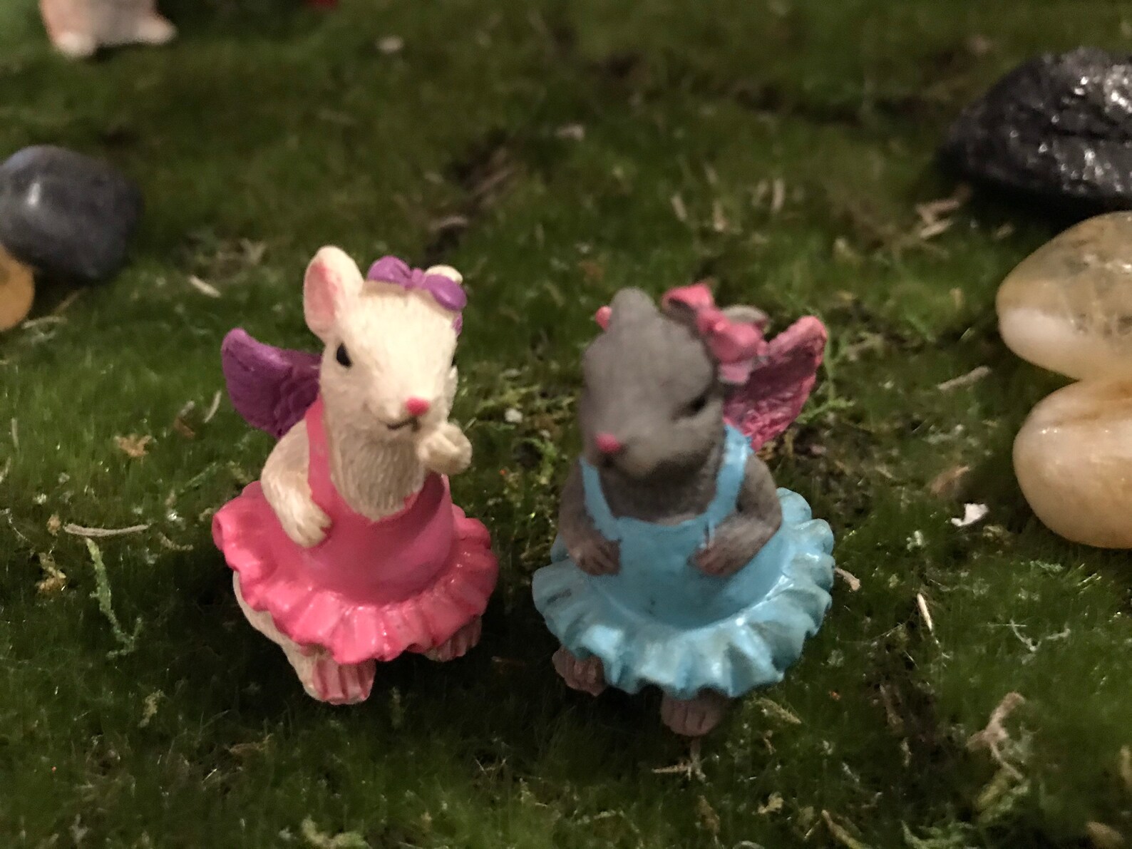 Sweet Pair of Tiny Ballerina Mice for Fairy Garden Miniature Garden ...