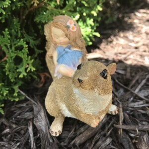 Little Sleeping Fairy on Squirrel. Fairy Garden Supplies, Outdoor ...