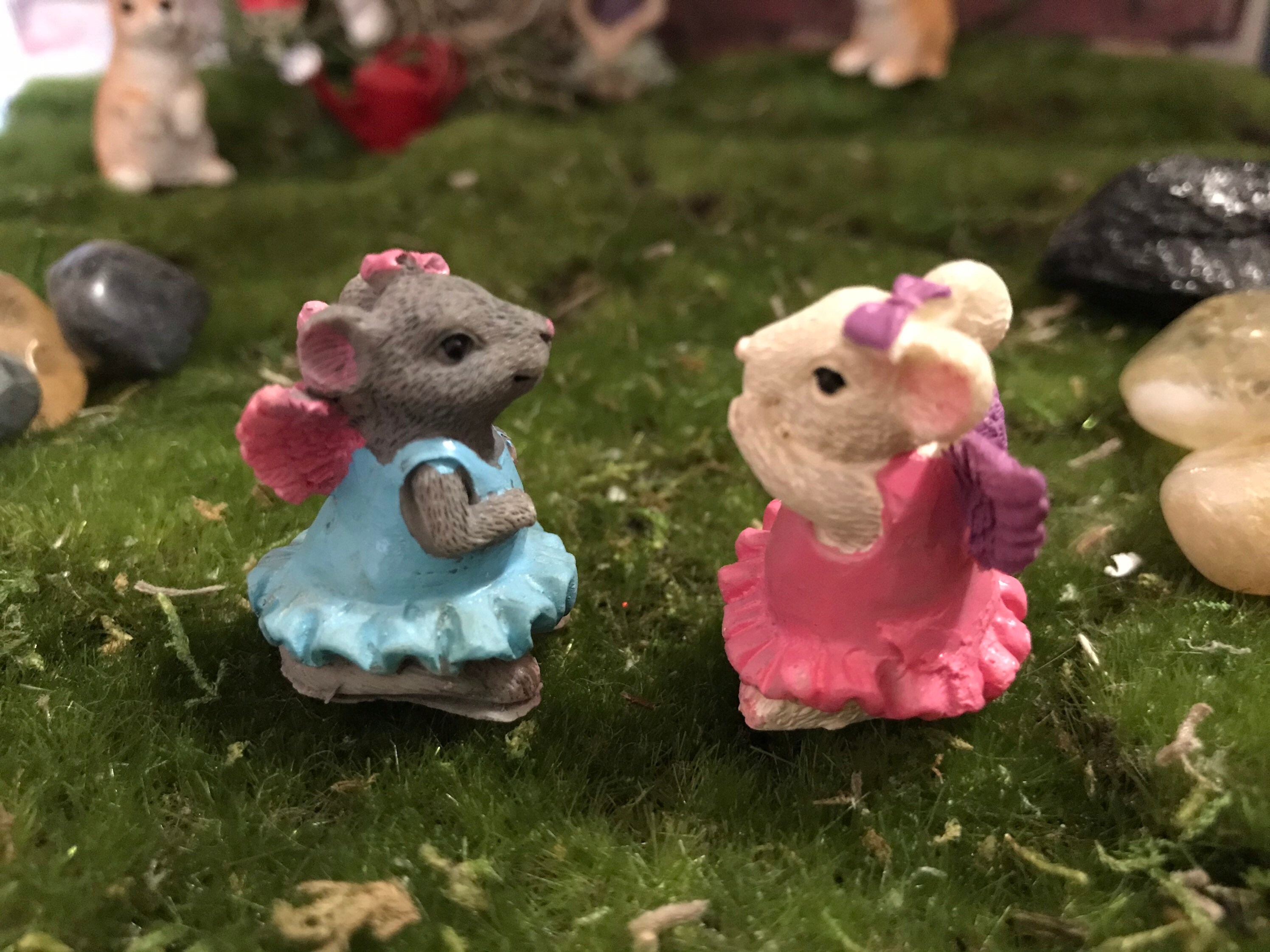 Sweet Pair of Tiny Ballerina Mice for Fairy Garden Miniature Garden ...