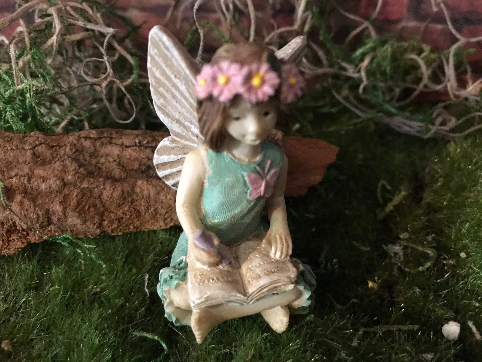 Sweet fairy girl sitting restfully while reading a book | Etsy