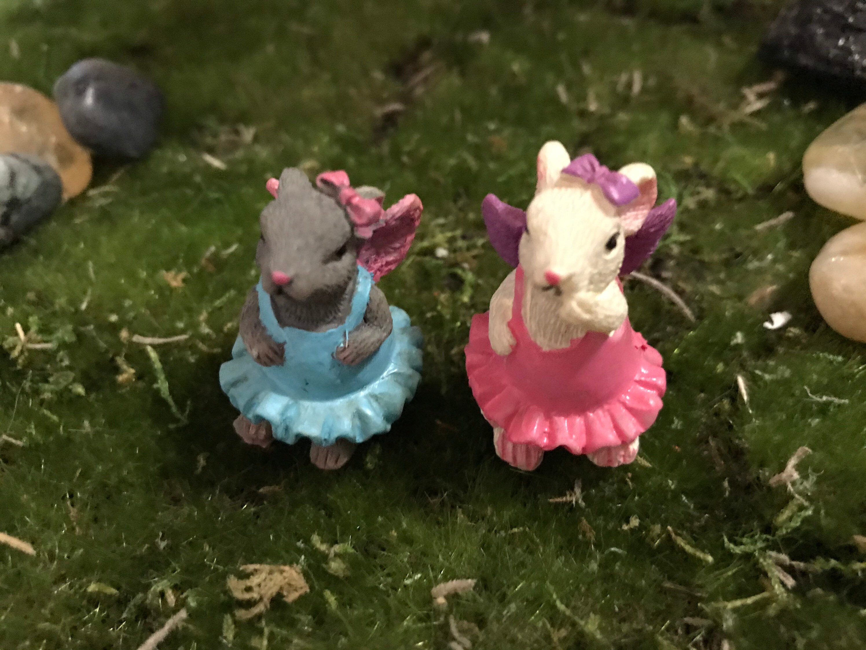 Sweet Pair of Tiny Ballerina Mice for Fairy Garden Miniature Garden ...